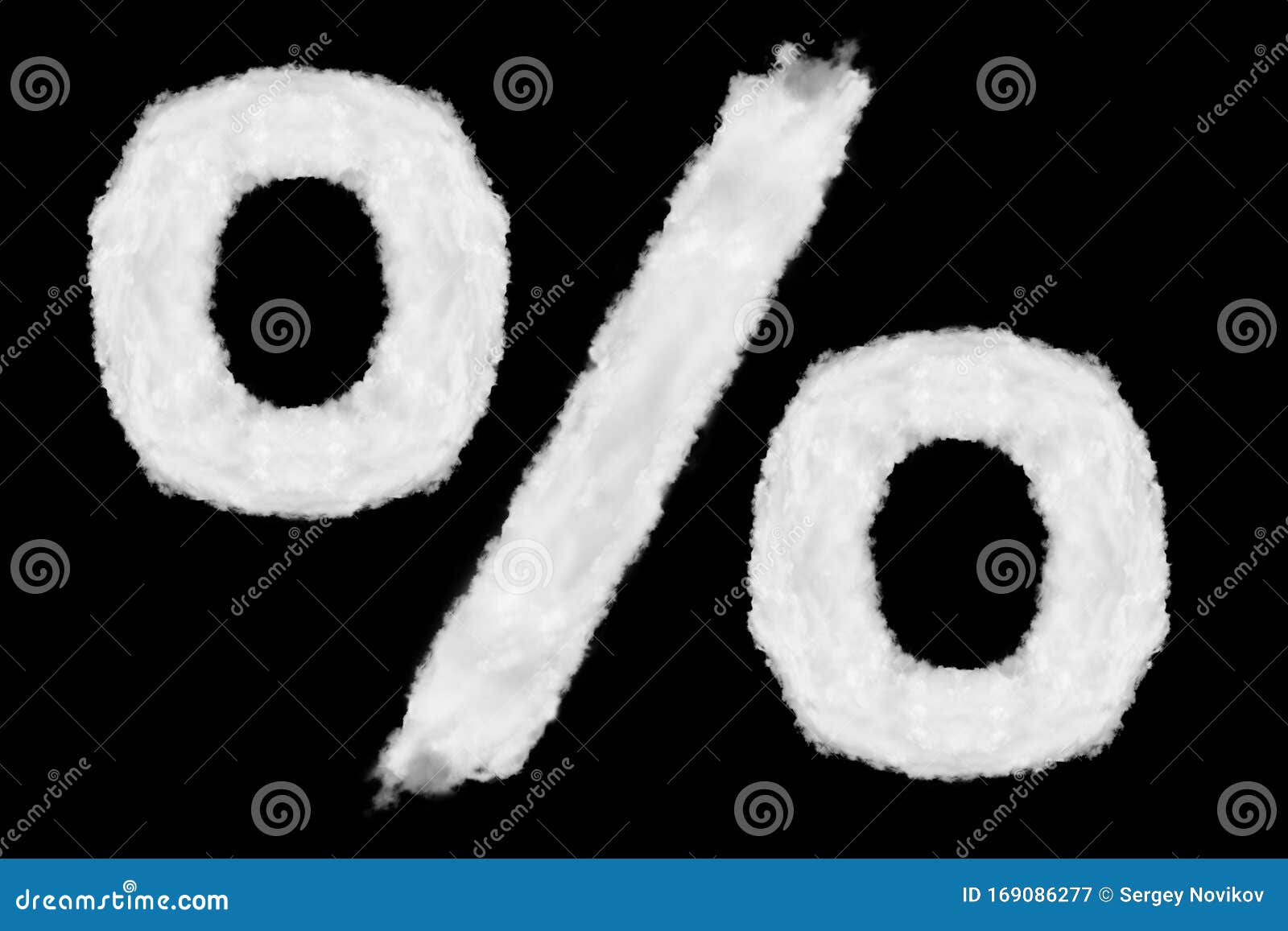 Percent Symbol Shape Font Made of Cloud on Black Stock Image - Image of ...