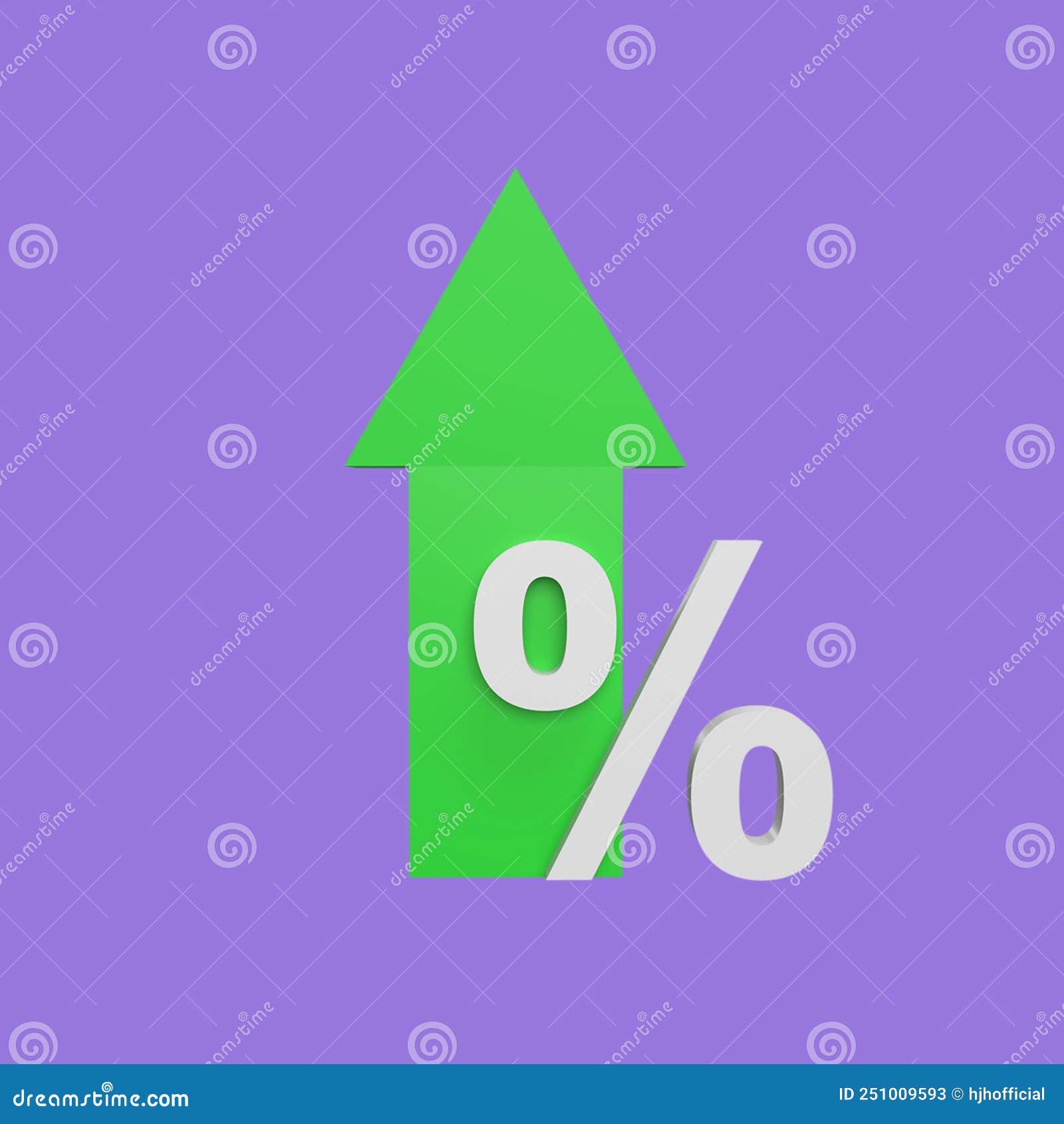 Percent Up 3d Icon Model Cartoon Style Concept. Render Illustration Stock Illustration ...