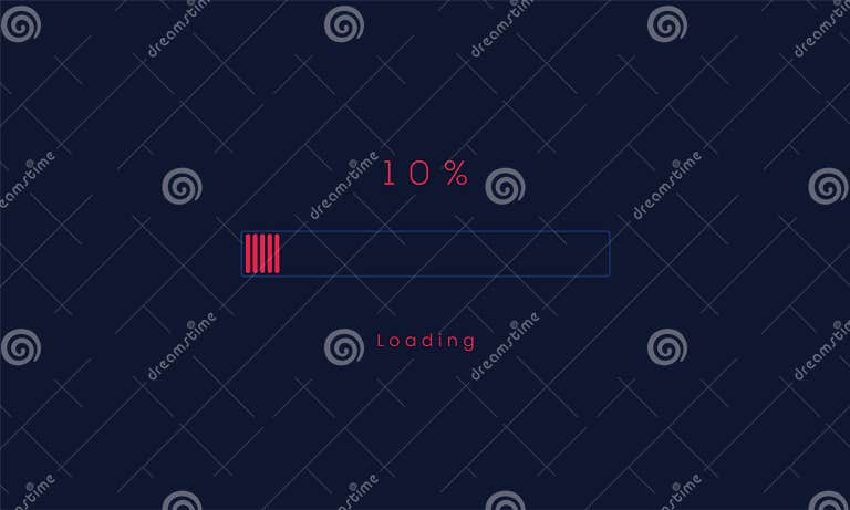 10 Percent Uploading Progress Bar, Red Loading and Processing Menu Bar Design Stock Vector ...