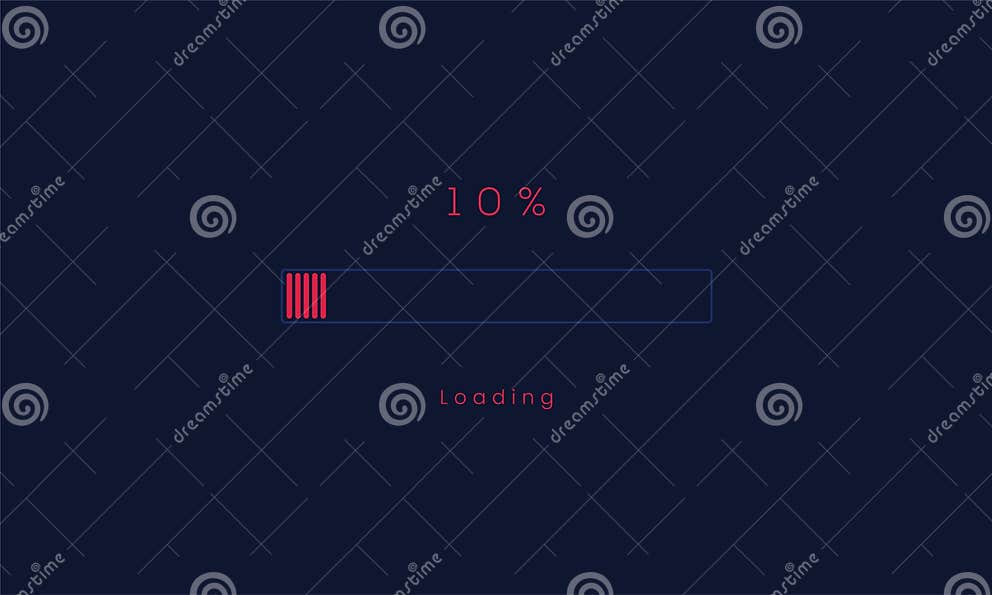 10 Percent Uploading Progress Bar, Red Loading and Processing Menu Bar Design Stock Vector ...