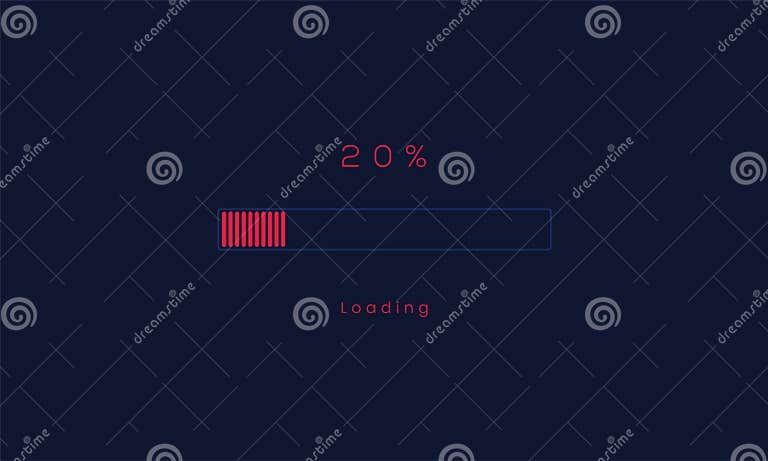 20 Percent Uploading Progress Bar, Red Loading and Processing Menu Bar Design Stock Vector ...
