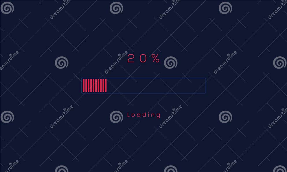 20 Percent Uploading Progress Bar, Red Loading and Processing Menu Bar Design Stock Vector ...