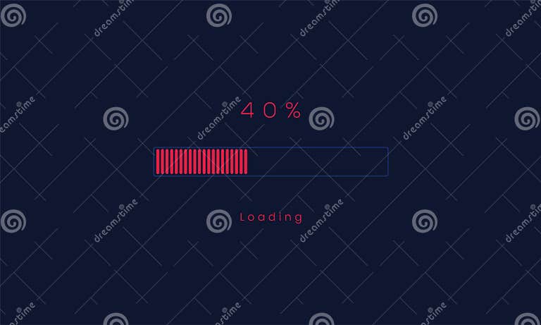 40 Percent Uploading Progress Bar, Red Loading and Processing Menu Bar Design Stock Vector ...