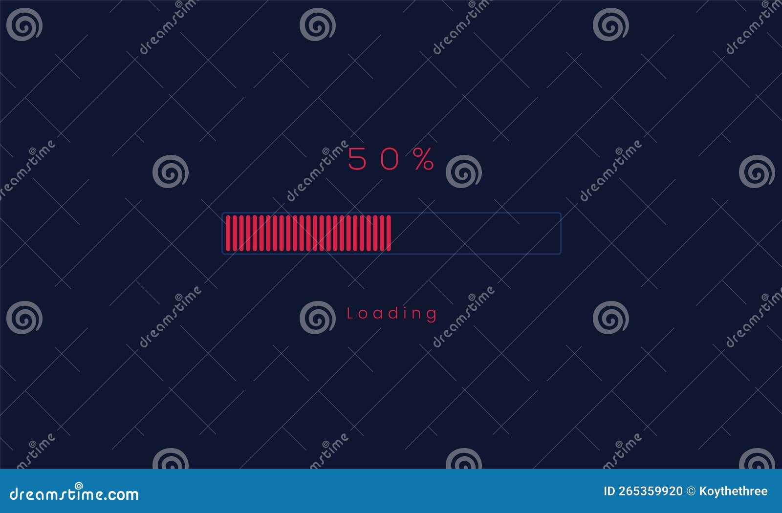 50 Percent Uploading Progress Bar, Red Loading and Processing Menu Bar Design Stock Vector ...