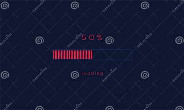 50 Percent Uploading Progress Bar, Red Loading and Processing Menu Bar Design Stock Vector ...