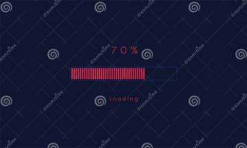 70 Percent Uploading Progress Bar, Red Loading and Processing Menu Bar Design Stock Vector ...