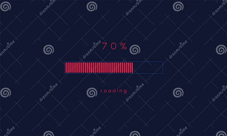 70 Percent Uploading Progress Bar, Red Loading and Processing Menu Bar Design Stock Vector ...