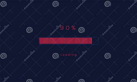90 Percent Uploading Progress Bar, Red Loading and Processing Menu Bar Design Stock Vector ...