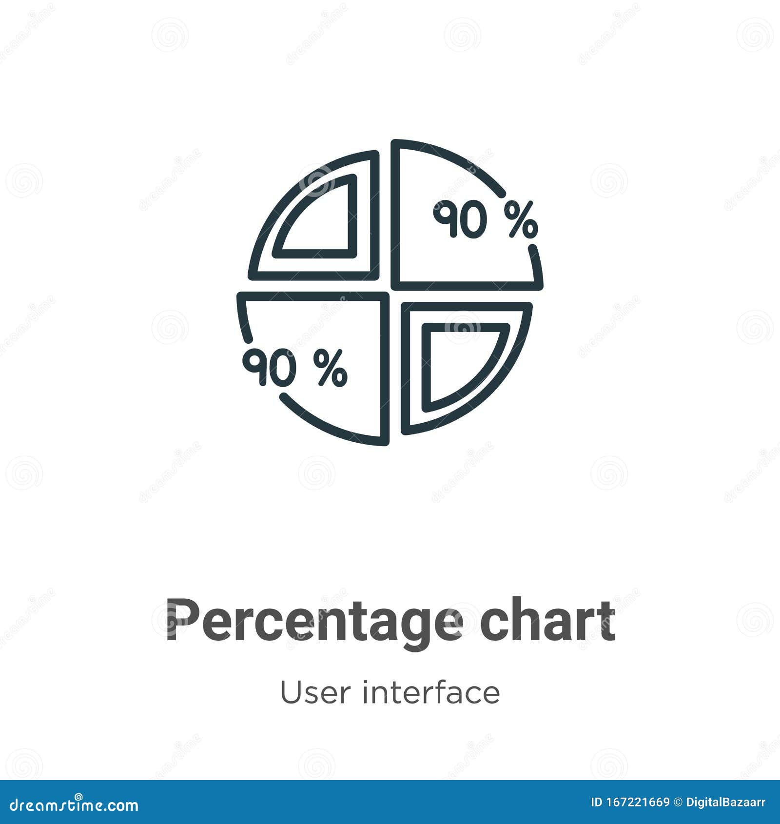 Percentage Chart Outline Vector Icon. Thin Line Black Percentage Chart ...