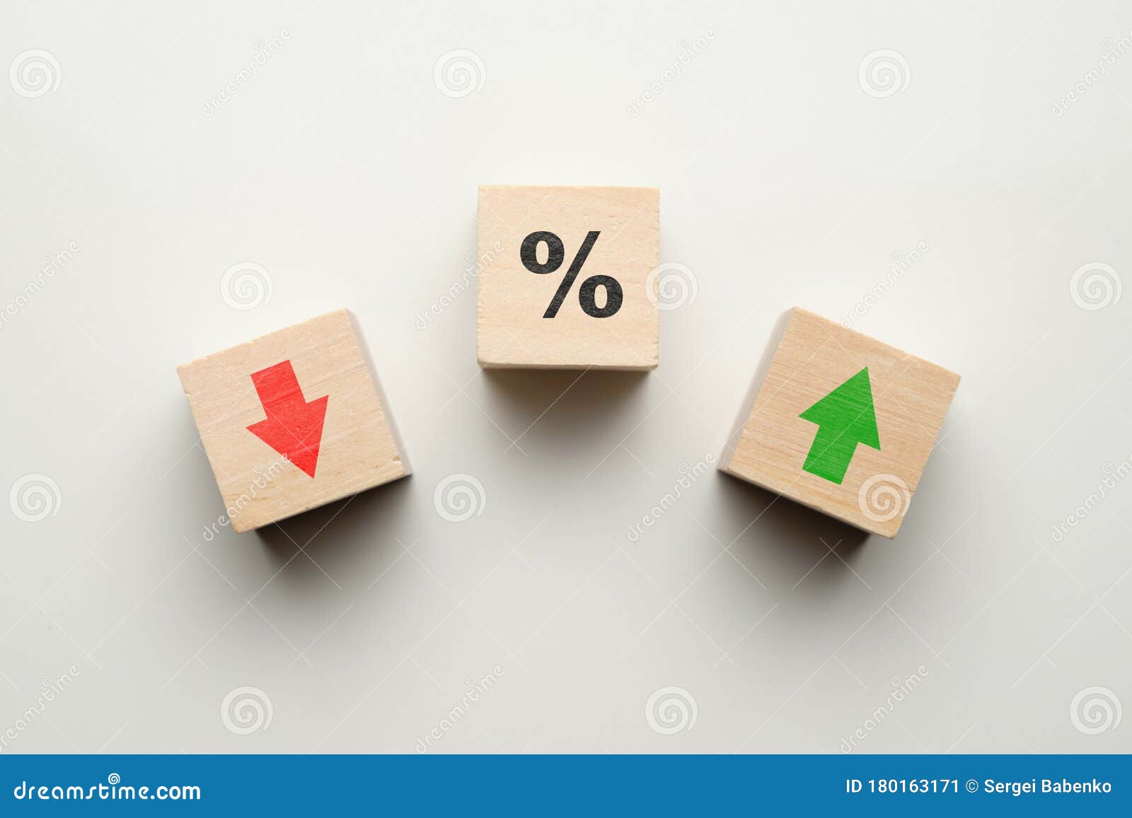 Percentage Concept in Finance Increase or Decrease with Icons on Wooden Blocks Stock Image ...