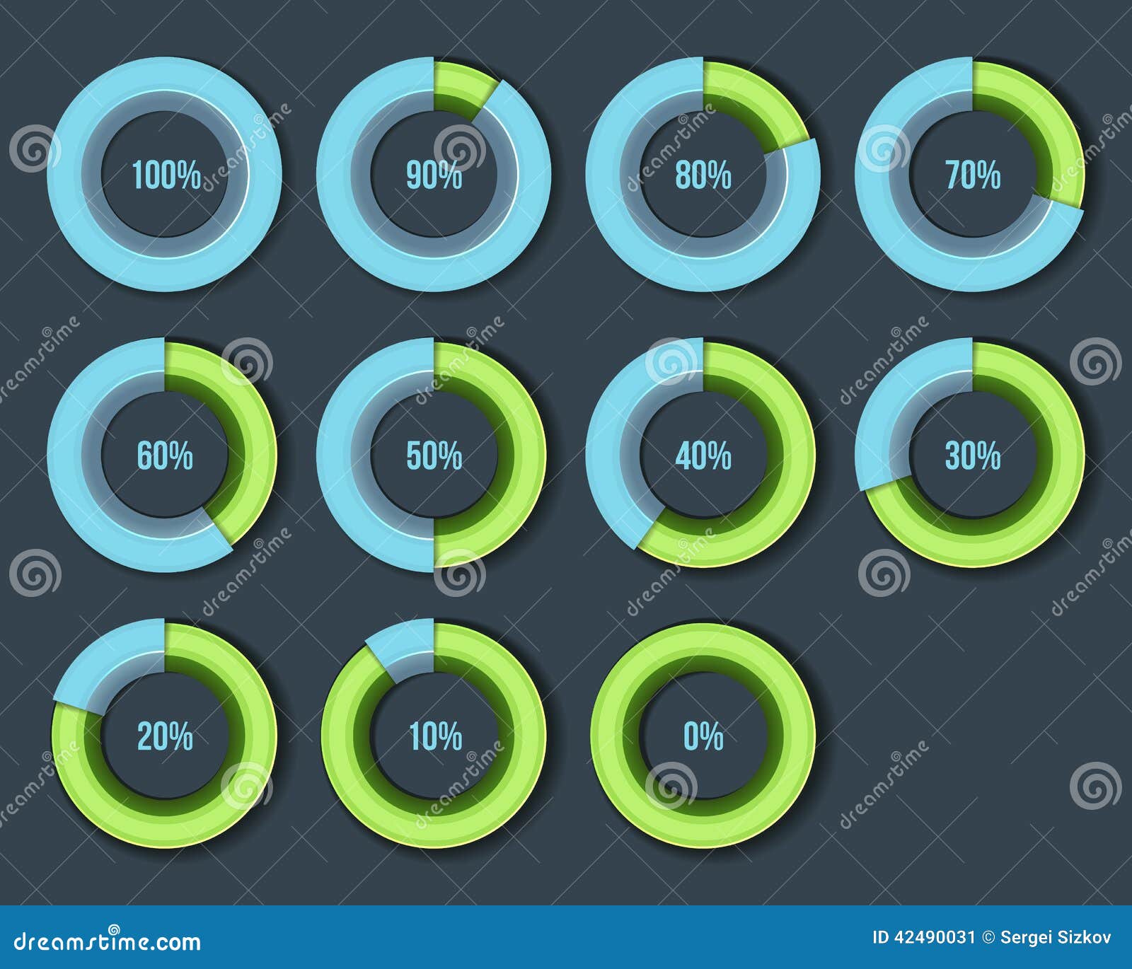 Percentage Diagram Set. Circle Pie Chart From 1 To 100 Percent. Design ...
