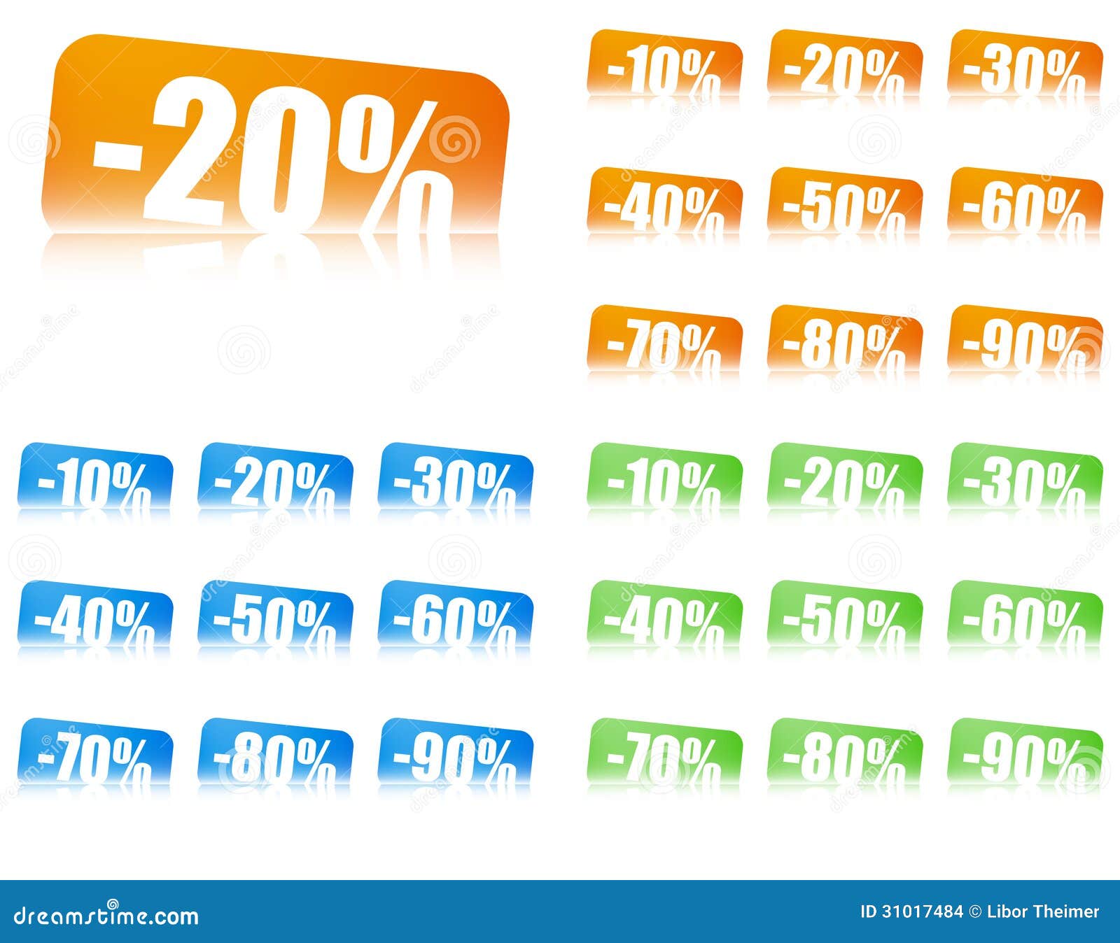 Percentage Discount Labels with Reflection Effect Stock Vector ...