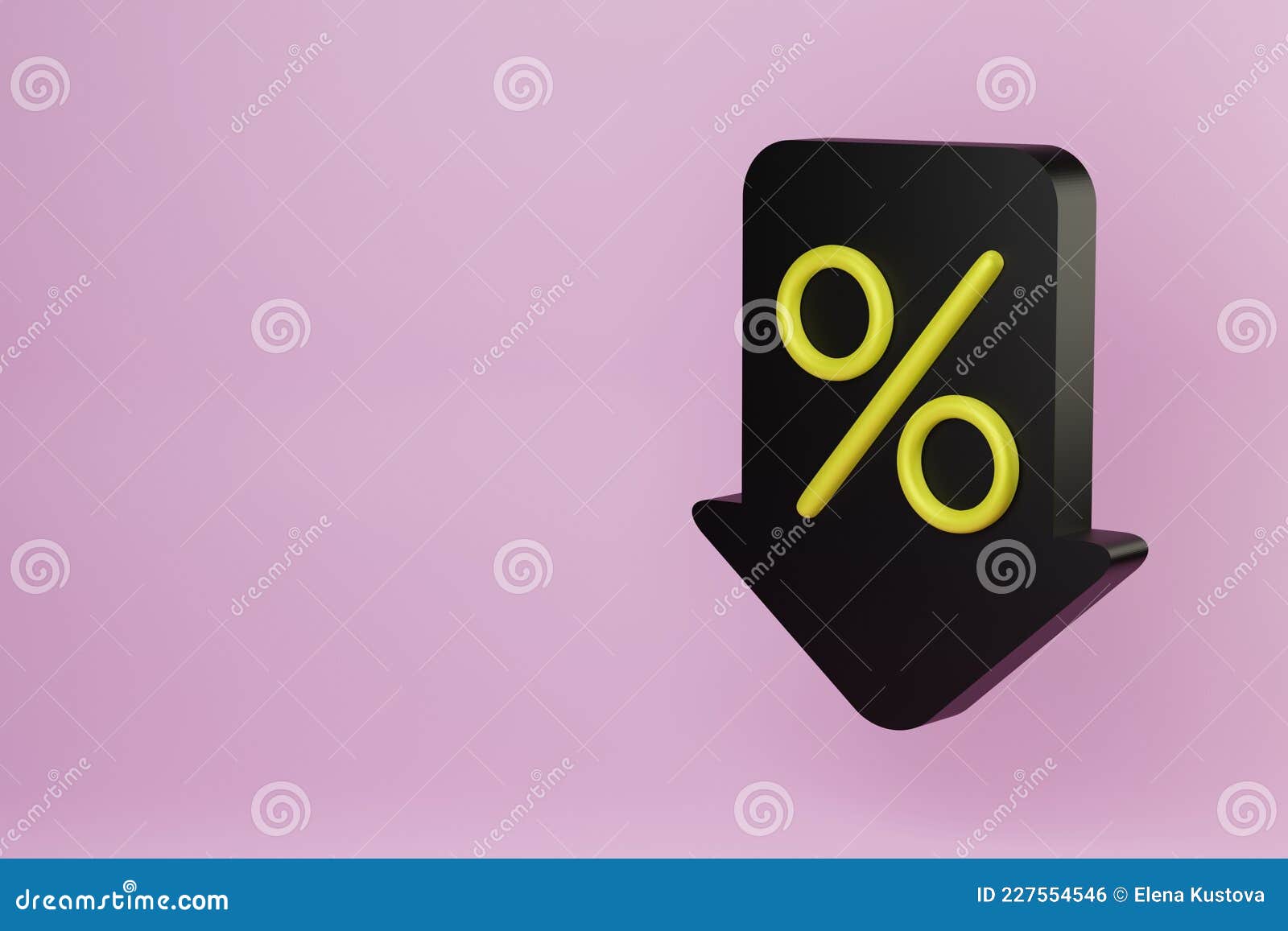 Percentage Down, Arrow Icon with Percent Falling Down. 3d Render Stock ...