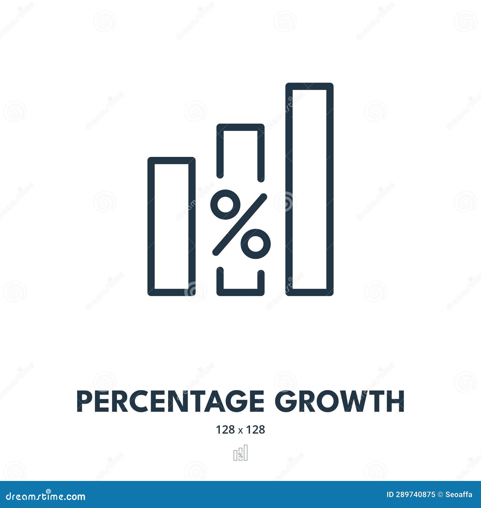 Percentage Growth Icon. Chart, Increase, Progress. Editable Stroke ...