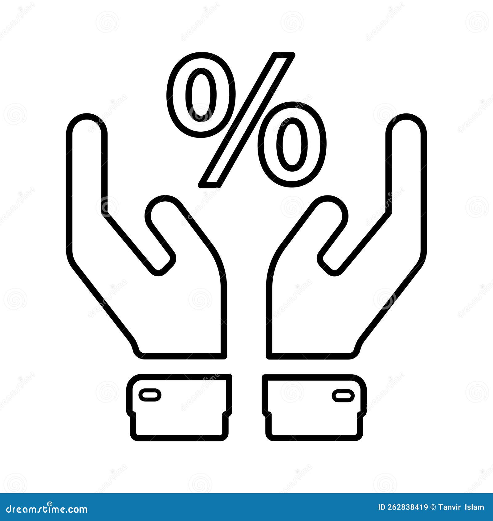 Percentage on Hand Icon in Line Style Stock Vector - Illustration of ...