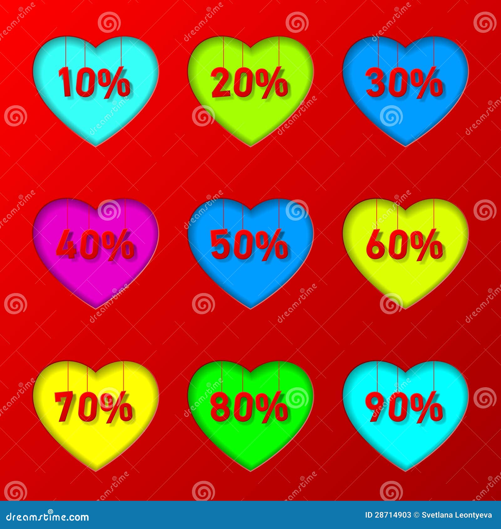 Percentage in hearts stock vector. Illustration of commercial - 28714903