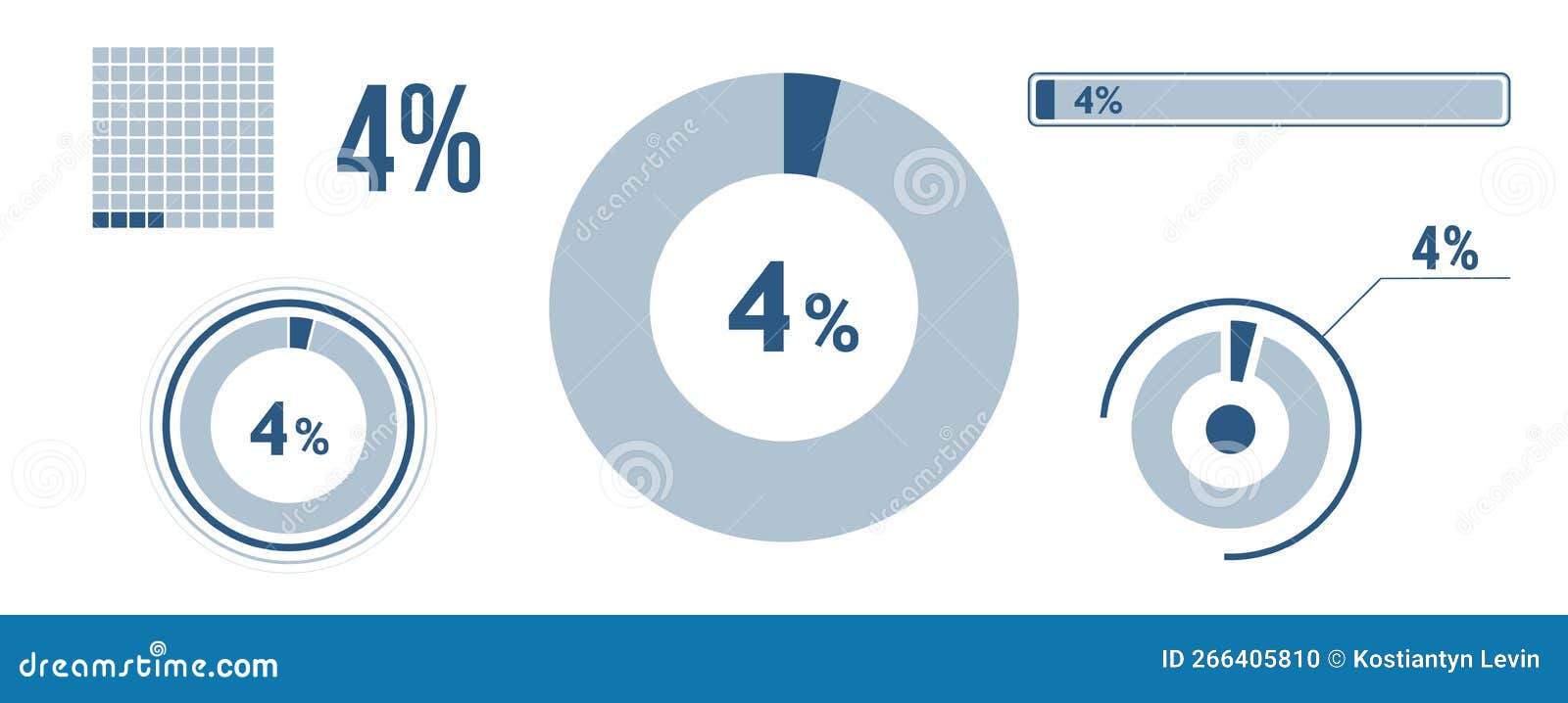 4 Percentage Infographic Set. Four Circle Diagram, Pie Donut Chart ...