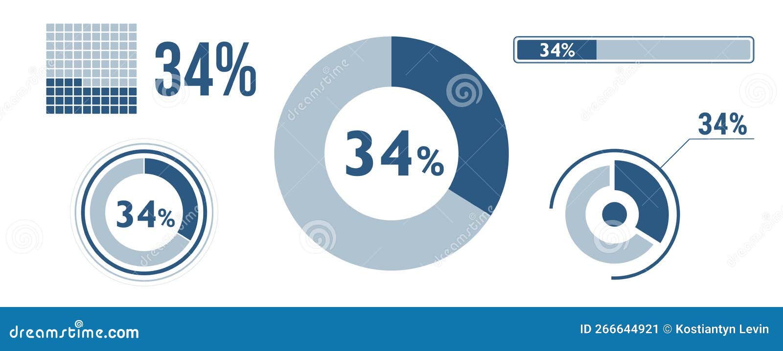 34 Percentage Infographic Set. Thirty-four Circle Diagram, Pie Donut ...