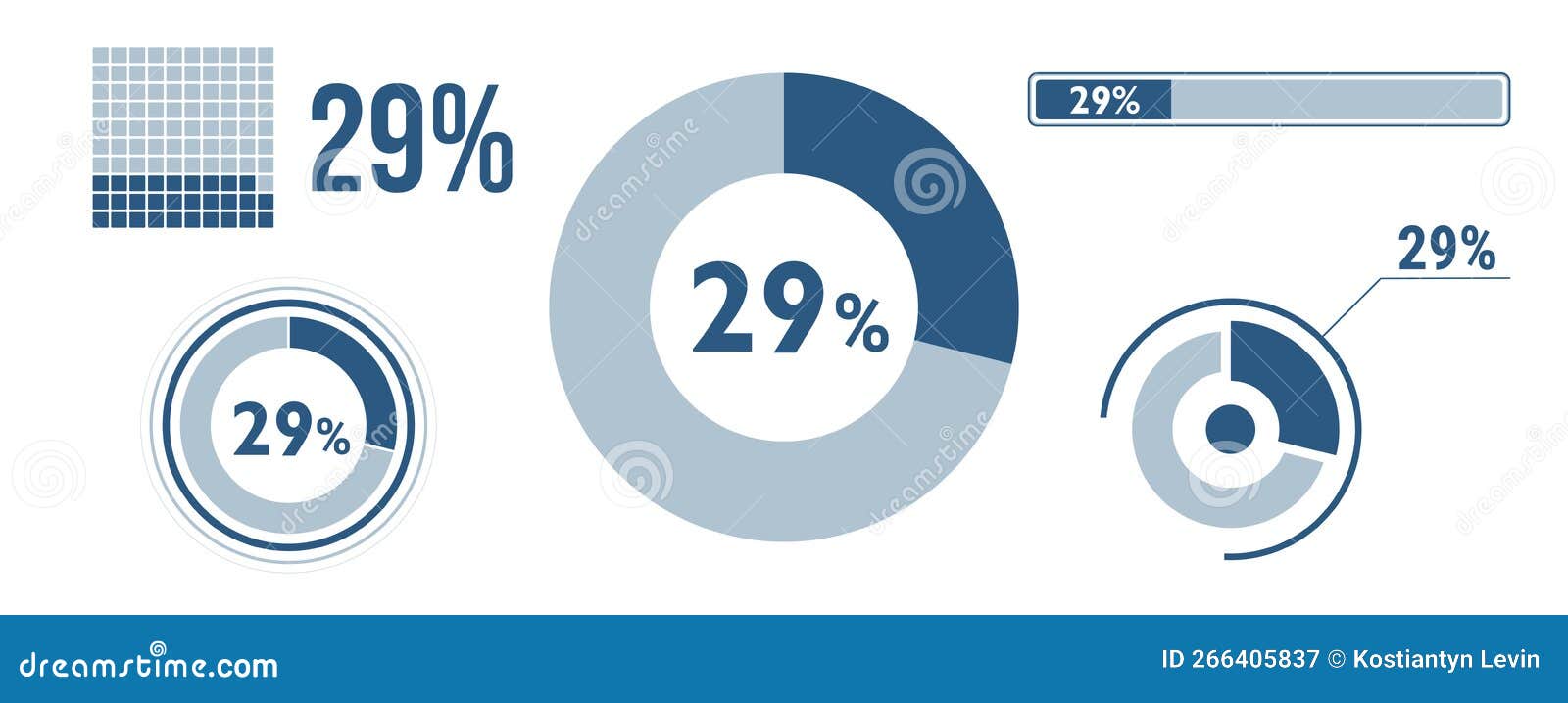 29 Percentage Infographic Set. Twenty-nine Circle Diagram, Pie Donut ...