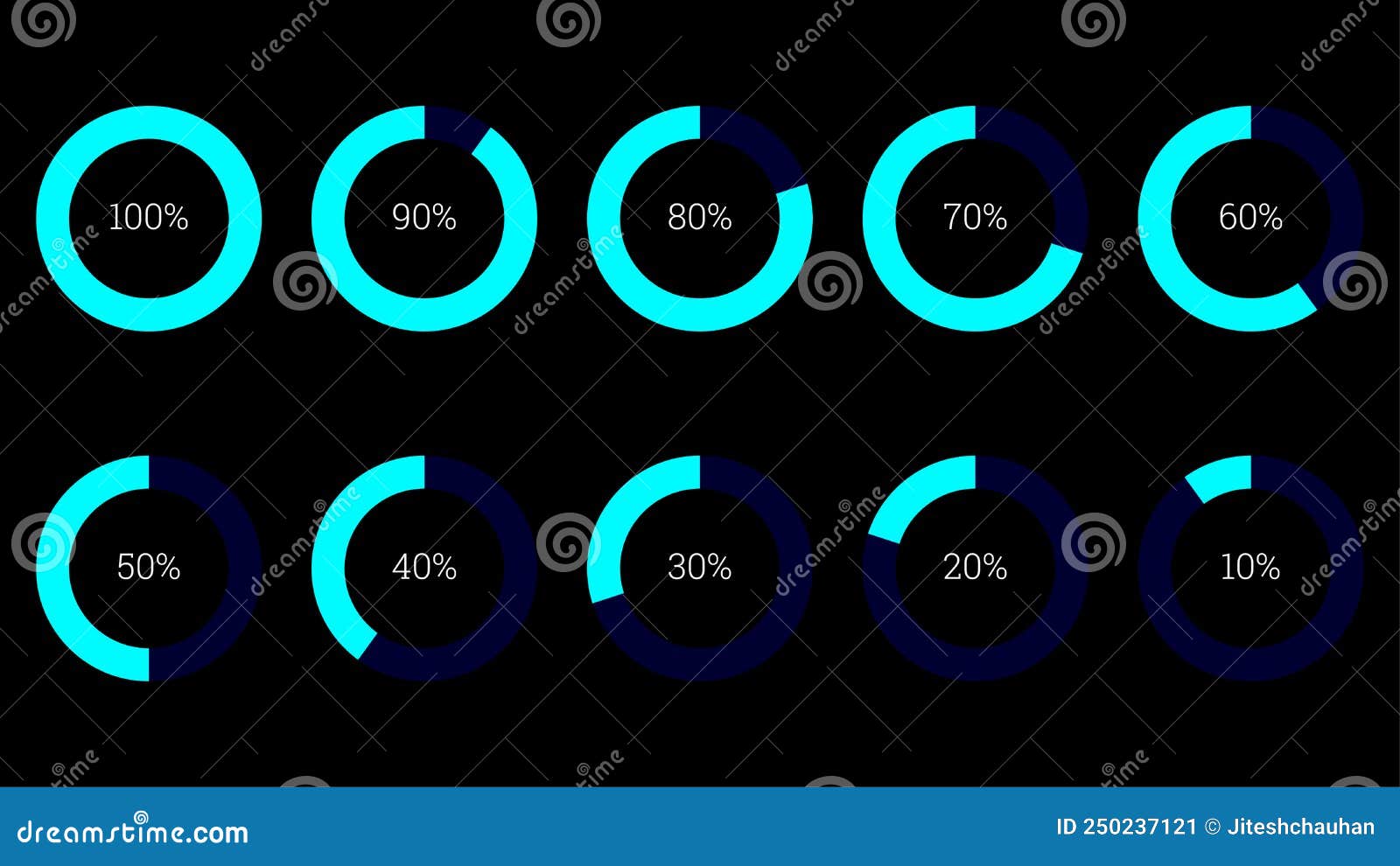 Percentage Infographics Elements Set in Shape of Flat Bright Ring Stock ...