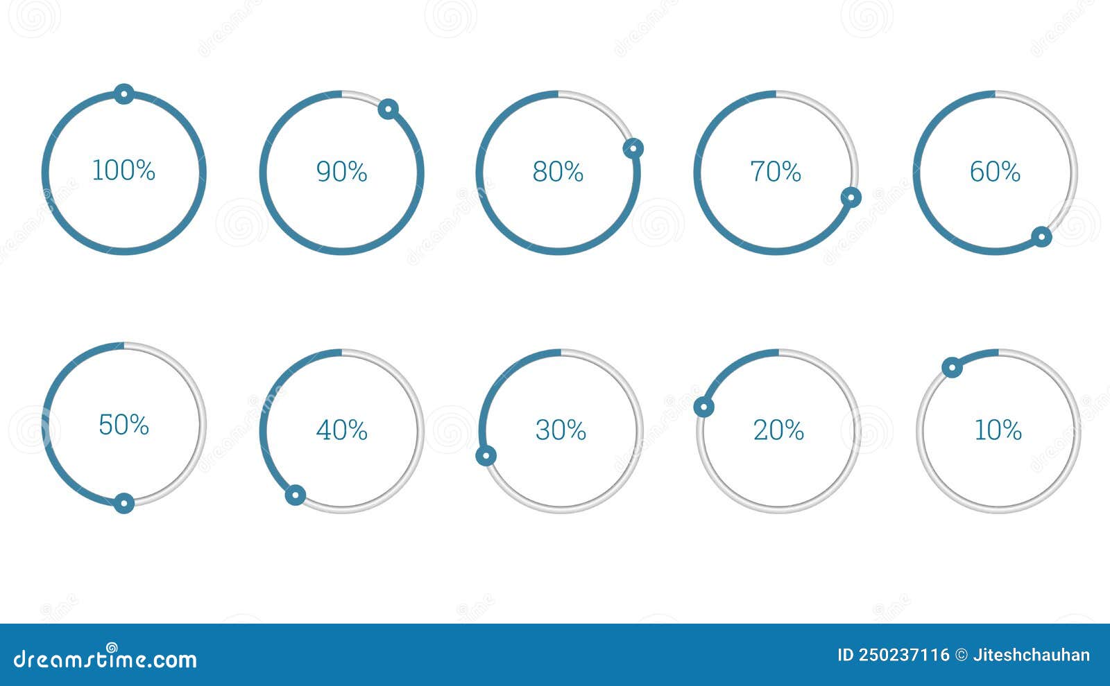 Percentage Infographics Elements Set in Shape of Thin Line with Small ...