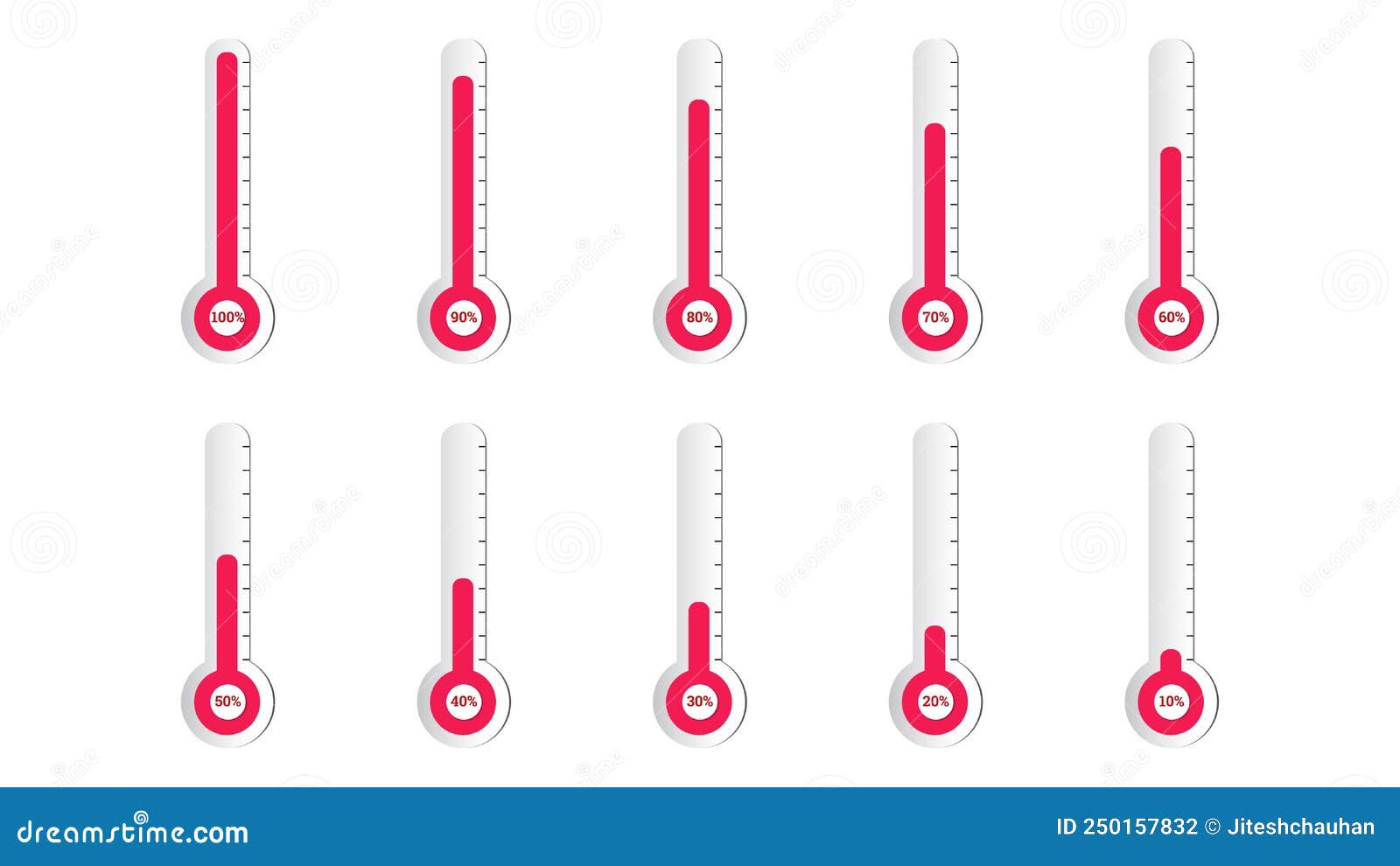 Percentage Infographics Vector Illustration in Shape of Thermometer ...