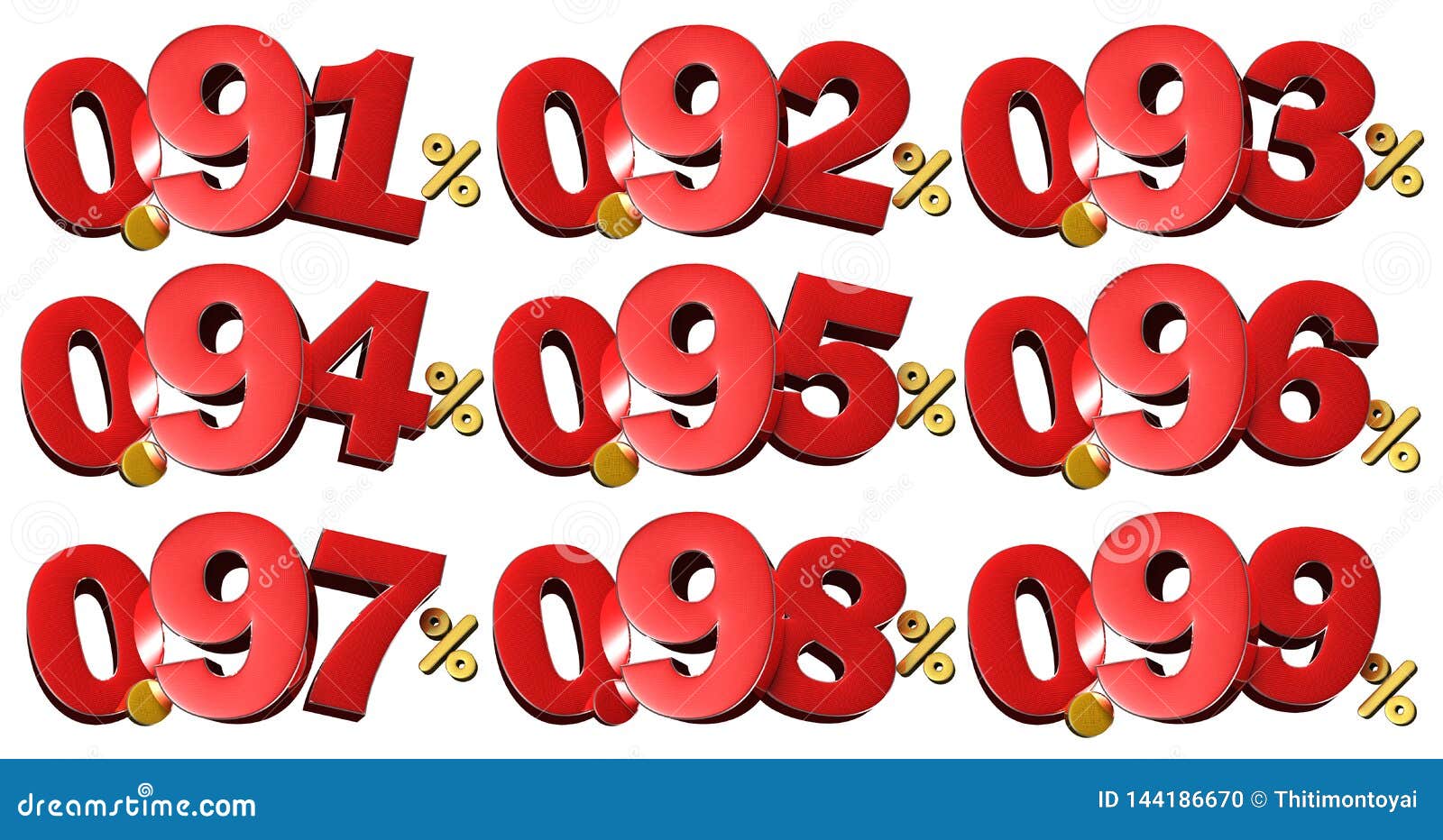 Percentage Numbers 3D.with Clipping Path. Stock Illustration ...