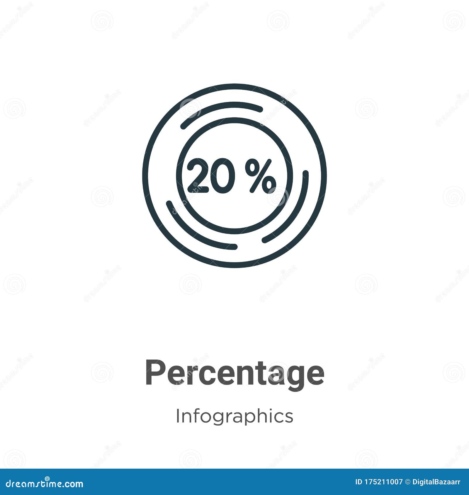 Percentage Outline Vector Icon. Thin Line Black Percentage Icon, Flat ...