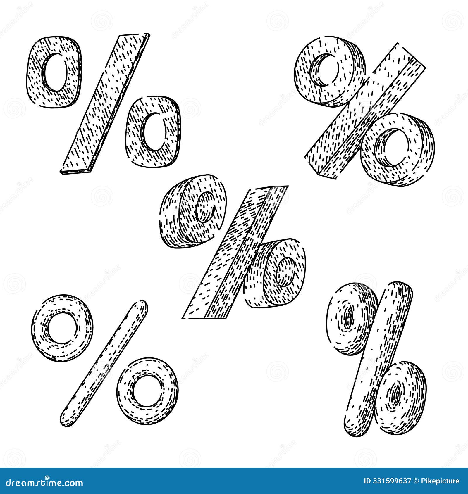 Percentage Sign Set Sketch Hand Drawn Vector Stock Vector - Illustration of fraction, analysis ...