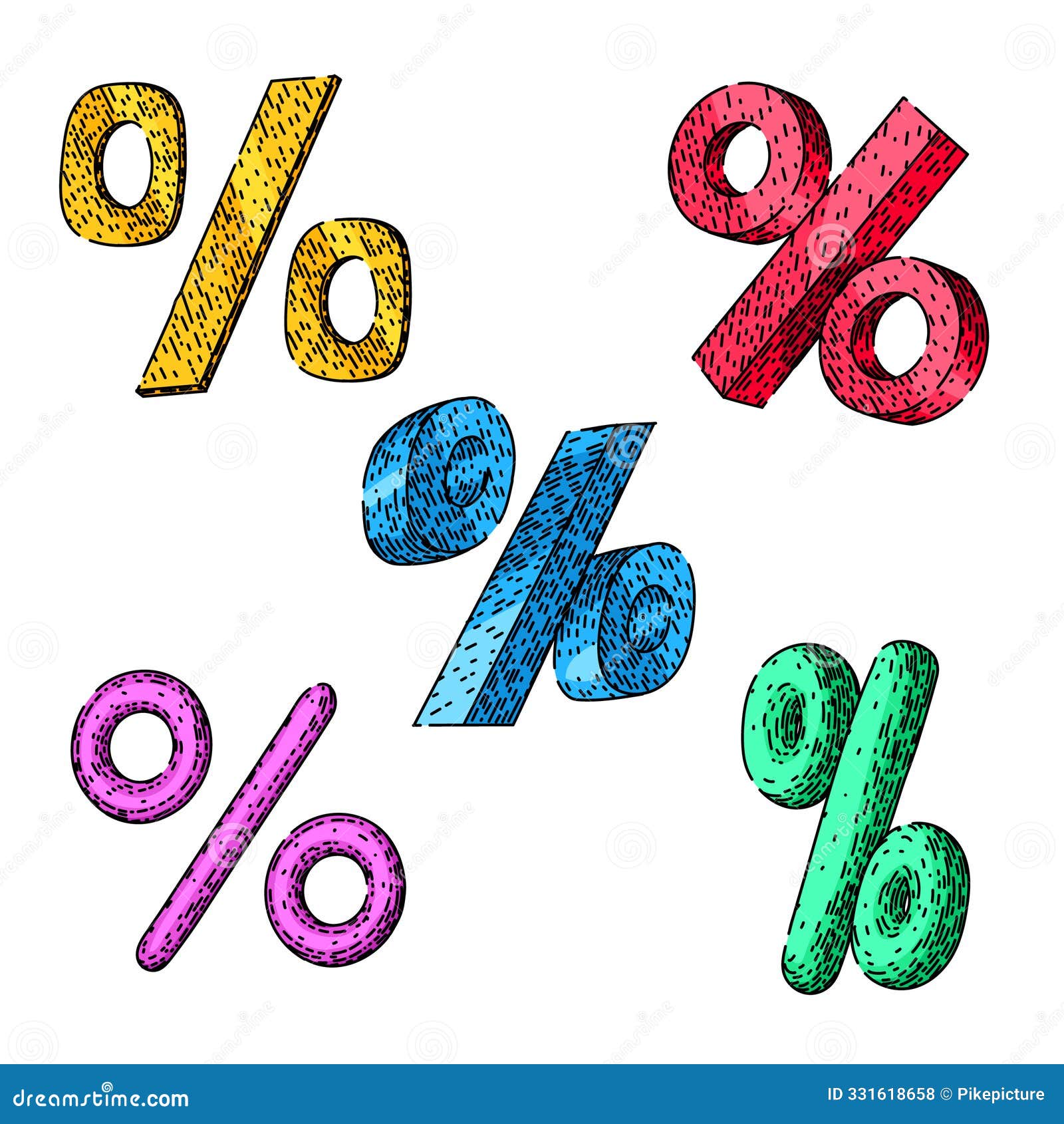 Percentage Sign Set Sketch Hand Drawn Vector Stock Vector - Illustration of discount, value ...
