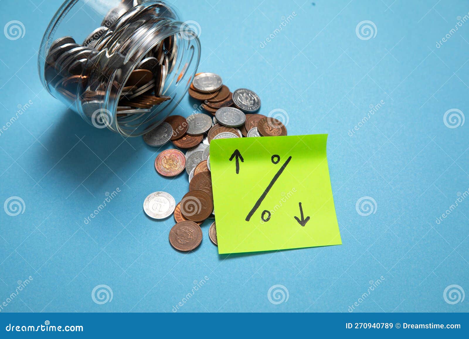 Percentage Symbol on Sticky Note with a Coins Stock Image - Image of ...