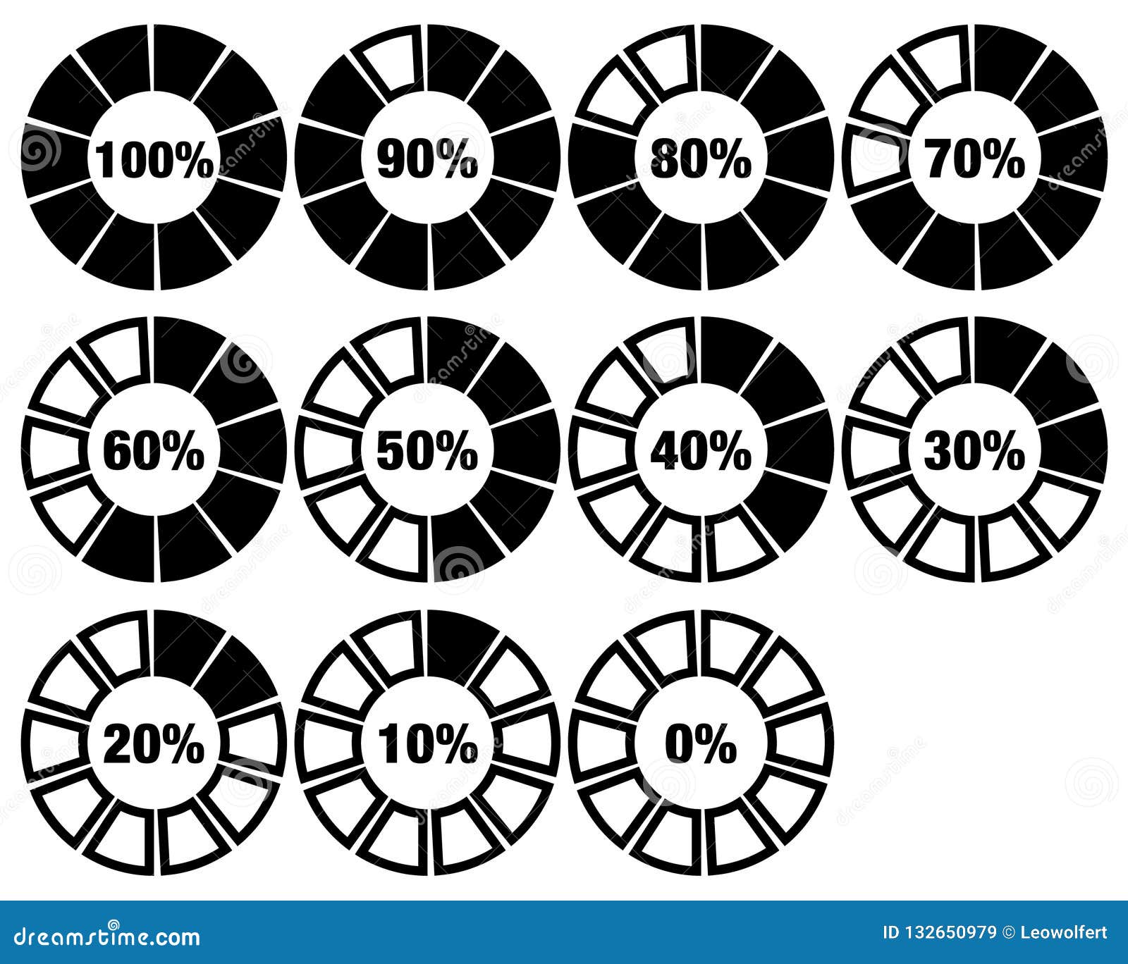 Percentage Upload Circles Counting Decadic Steps Stock Vector ...