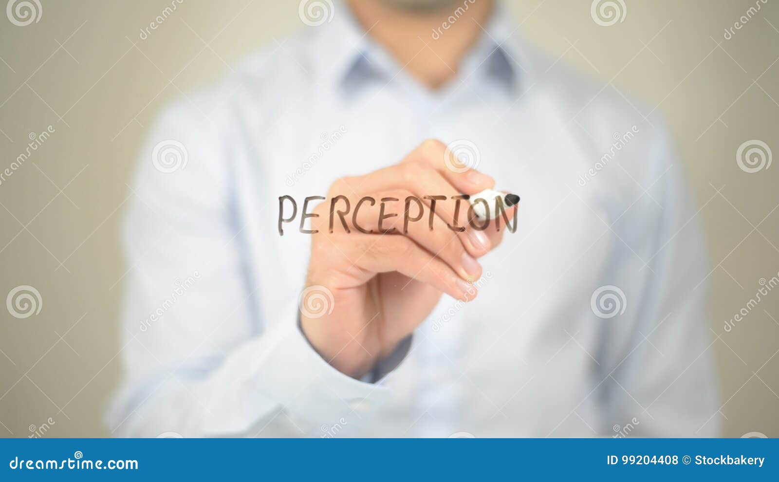 Perception , Man Writing on Transparent Screen Stock Photo - Image of ...