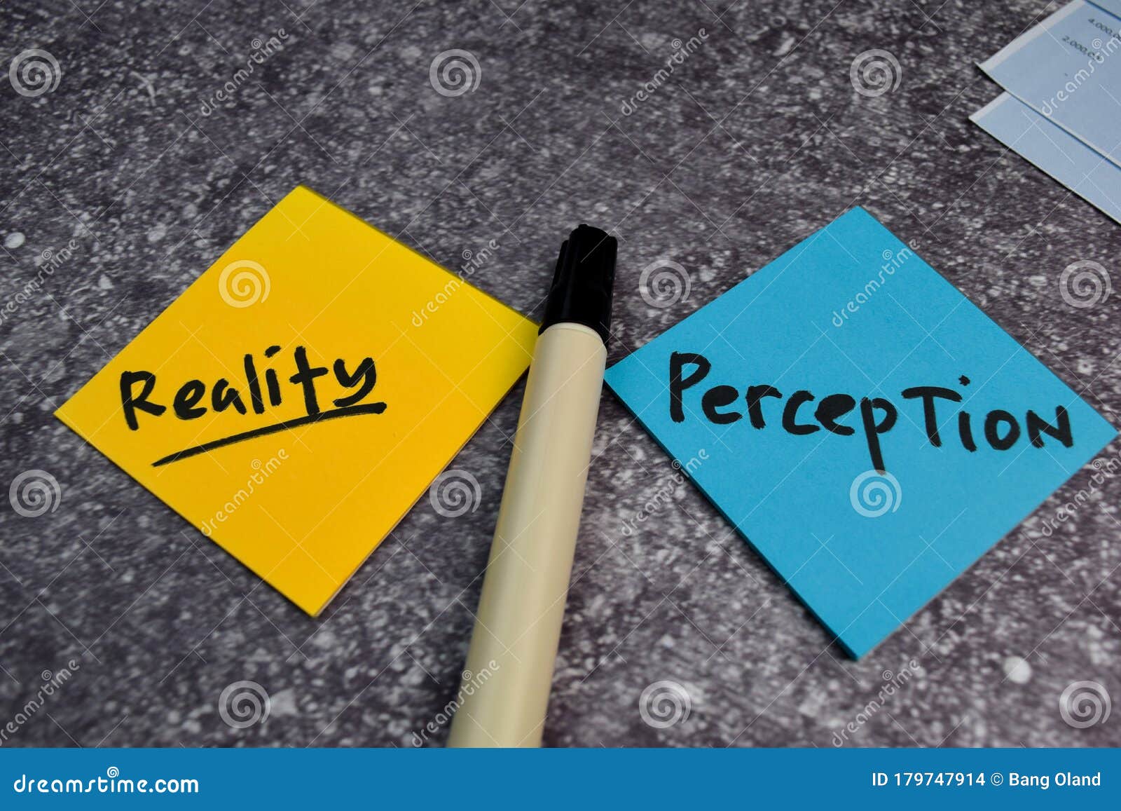 Perception or Reality Write on a Sticky Note Isolated on the Table ...