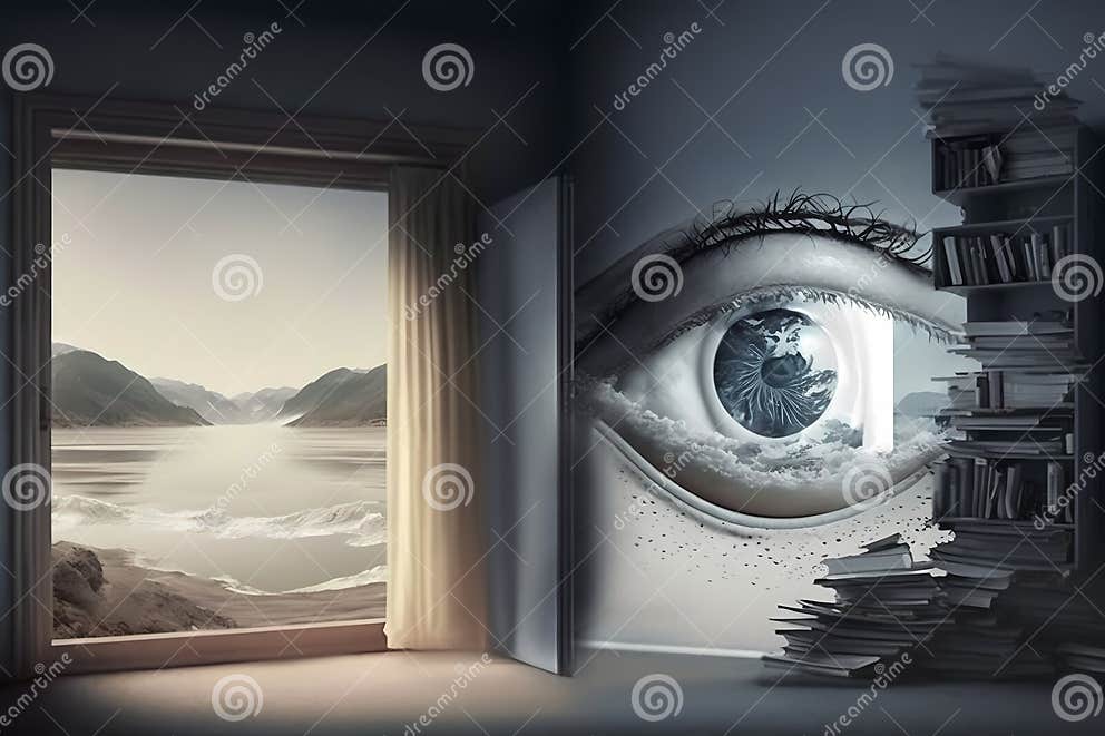 Perception Vision. Observing Nature. Seascape View from the Window ...