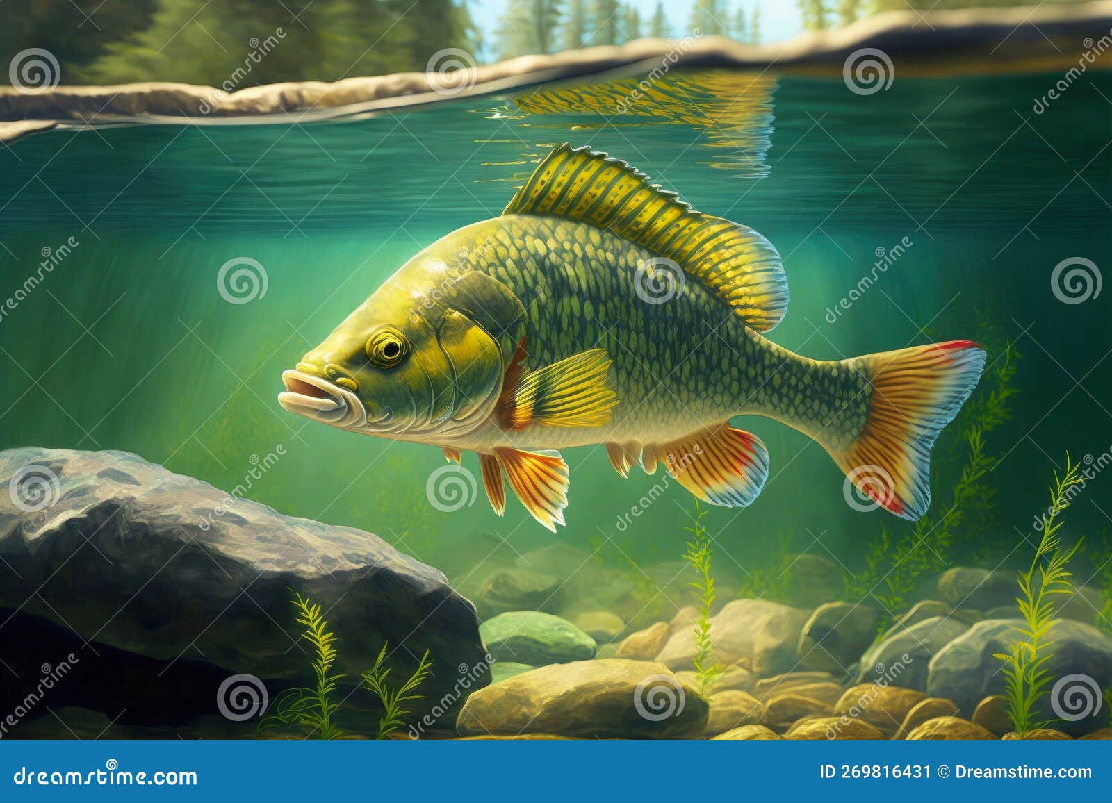Perch Fish Under Water Created with Generative AI Technology Stock ...