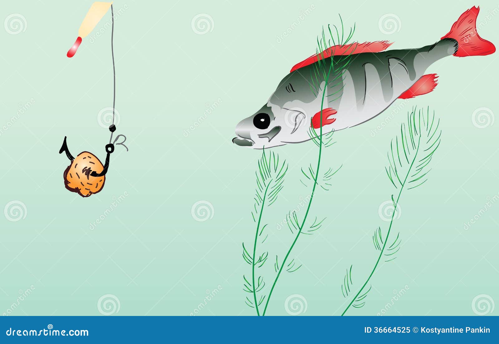 Perch fishing stock vector. Illustration of small, light - 36664525