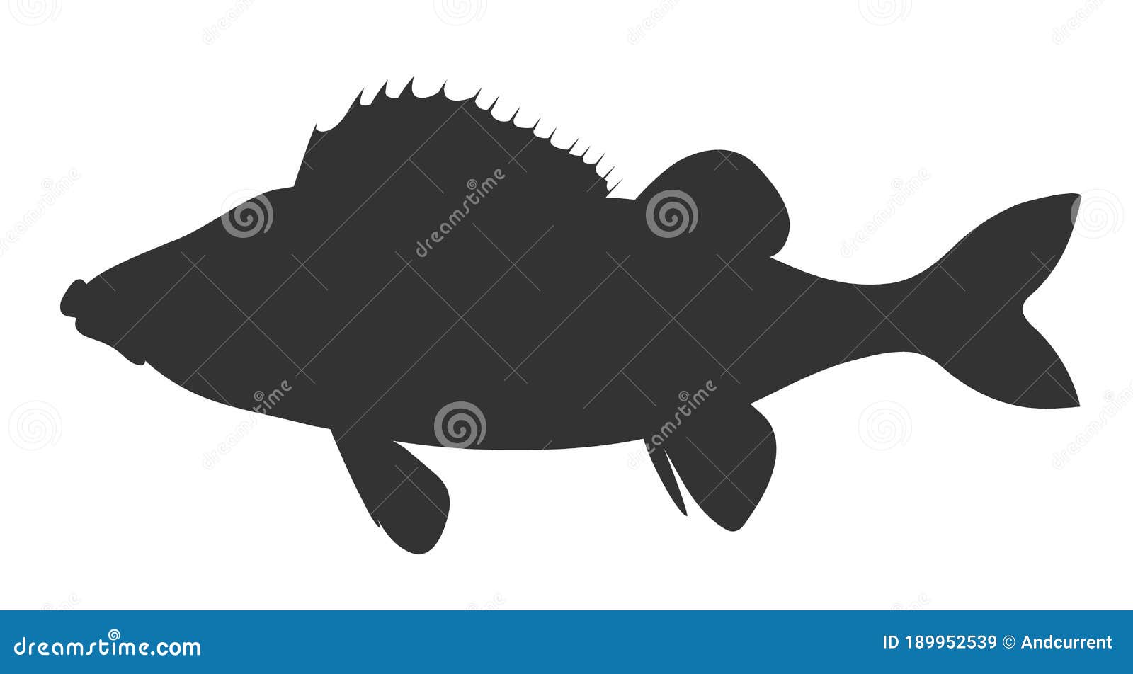 Perch. Hand Drawn Realistic Black Silhouette Illustration. Cartoon ...