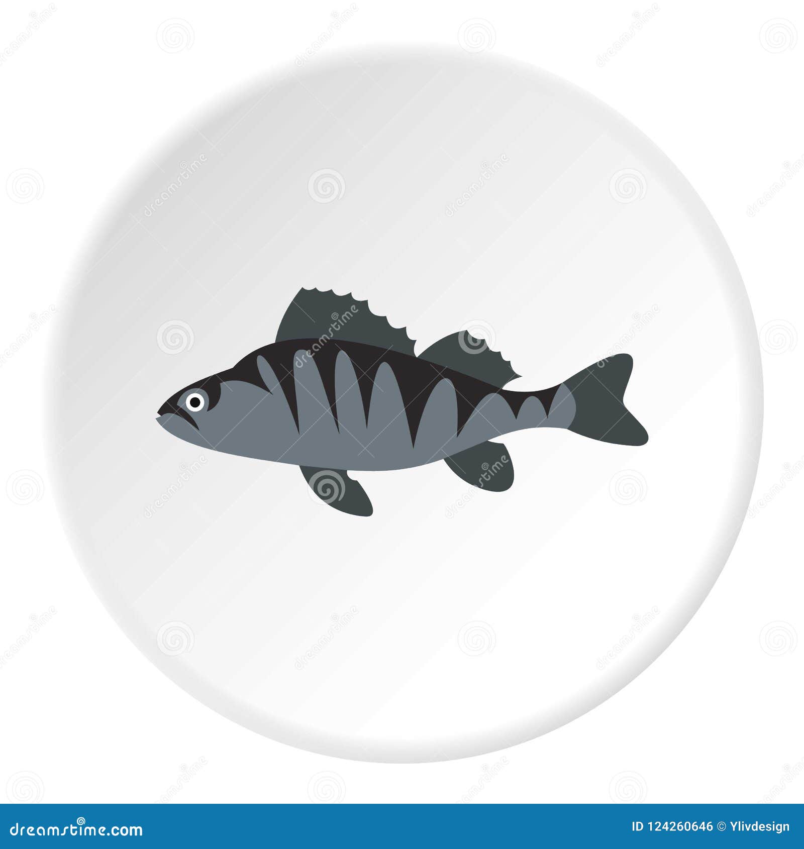 Perch icon, flat style stock illustration. Illustration of fins - 124260646