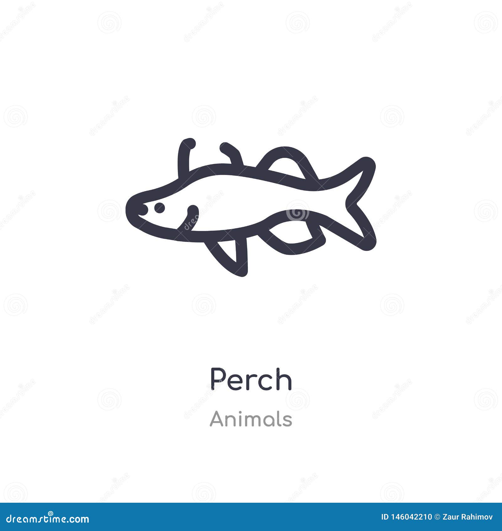 Perch Outline Icon. Isolated Line Vector Illustration from Animals ...