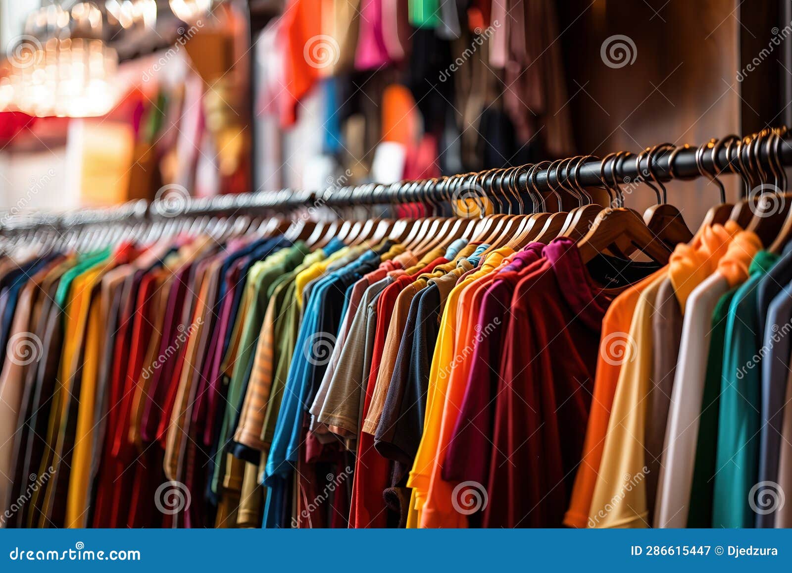 Percha Con Ropa Nueva De Una Tienda De Ropa Stock de ilustración ...