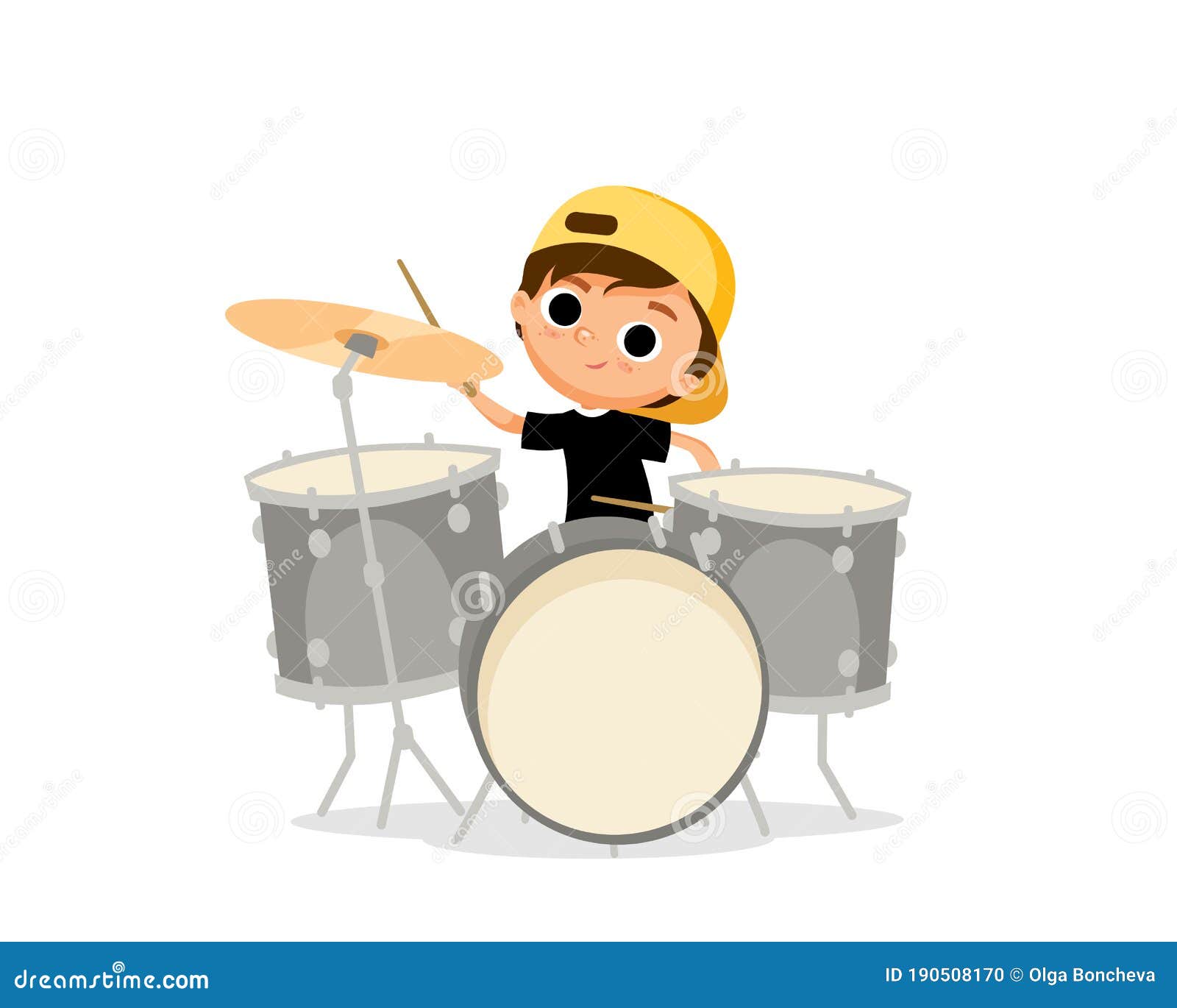 Percussion. Boy Playing Drums Stock Vector - Illustration of children ...