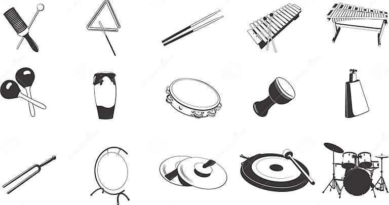 Percussion Instruments Icons Stock Vector - Illustration of instruments ...