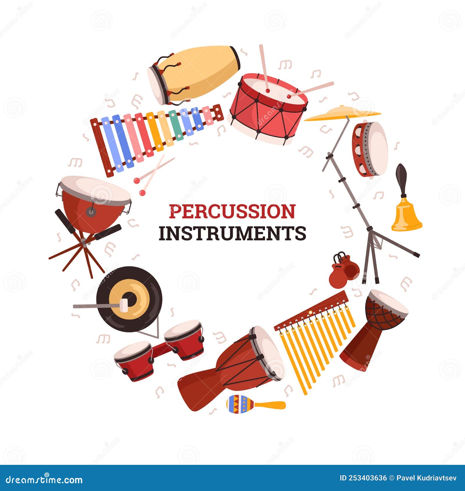 Percussion Musical Instruments Banner or Poster Layout Flat Vector ...