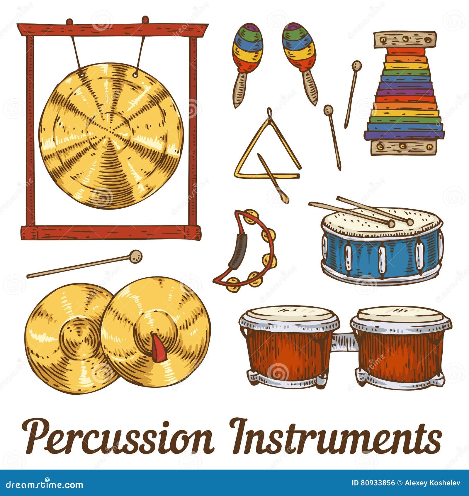 Percussion Musical Instruments Stock Vector - Illustration of jingles ...