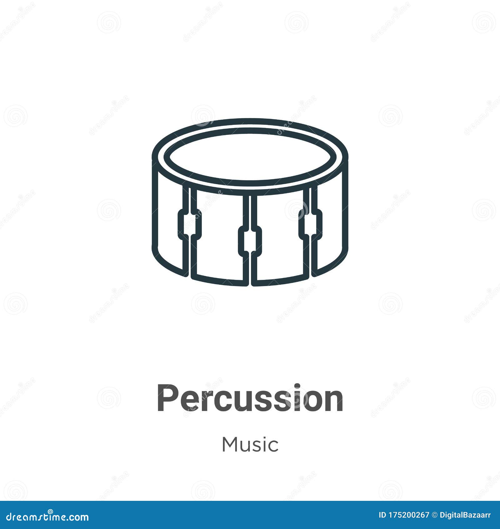 Percussion Outline Vector Icon. Thin Line Black Percussion Icon, Flat ...