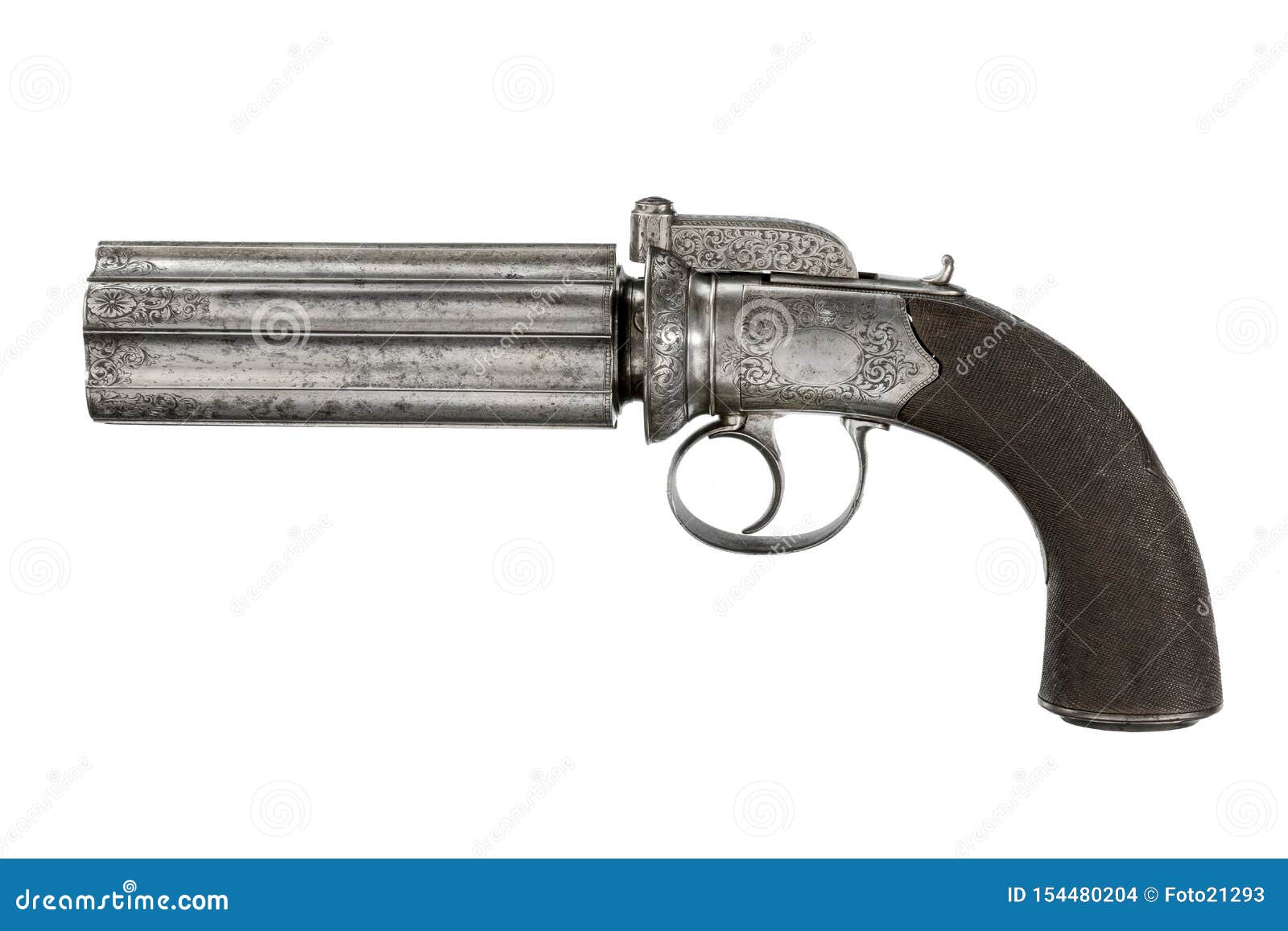 Percussion Pepper Box Barrel Gun Stock Photo - Image of army, military ...