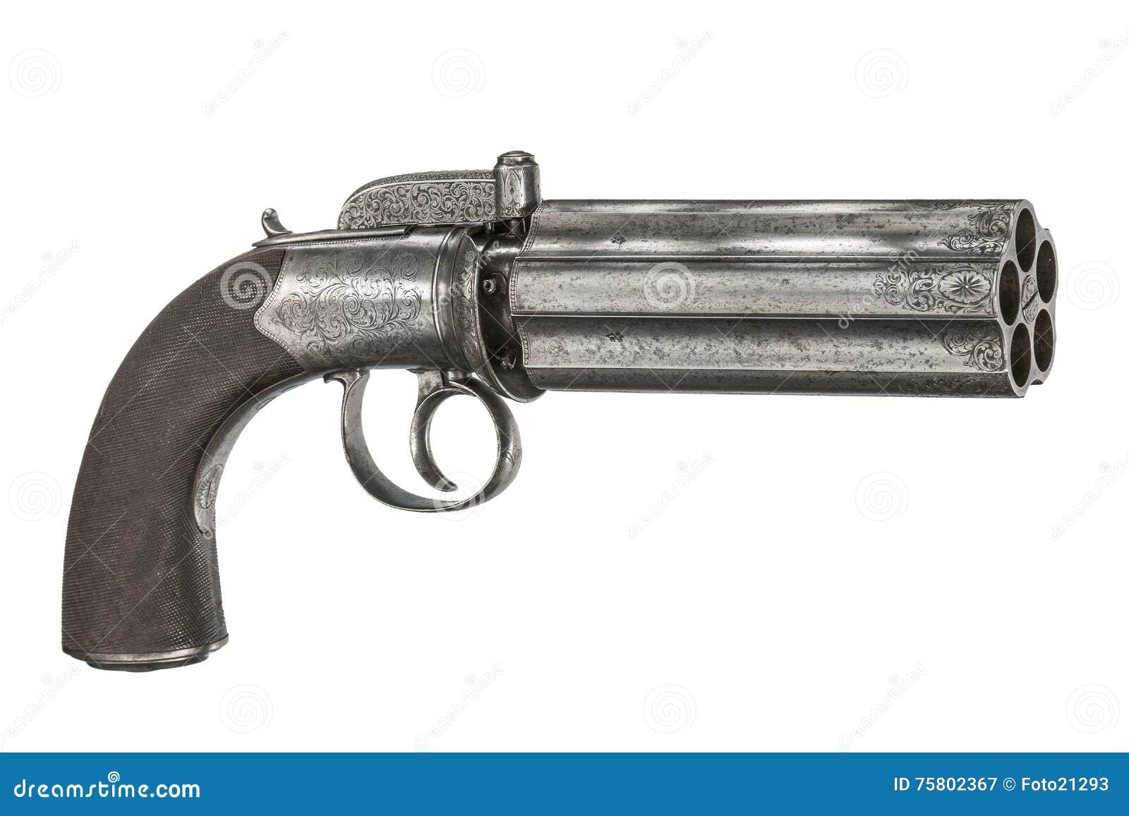 Percussion Pepper Box 5 Barrel Gun Stock Image - Image of decorative ...