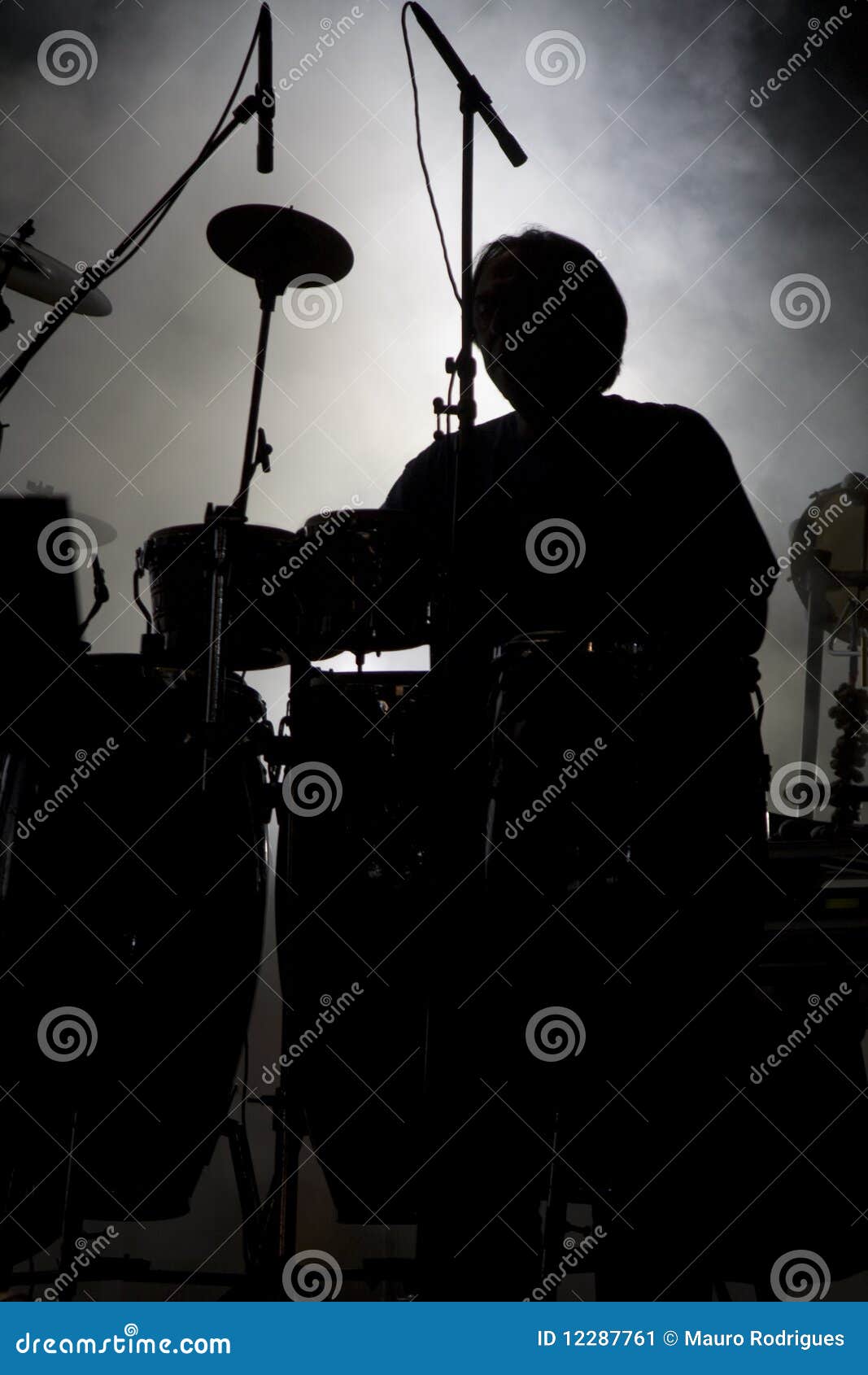 Percussion performer stock image. Image of audio, foggy - 12287761