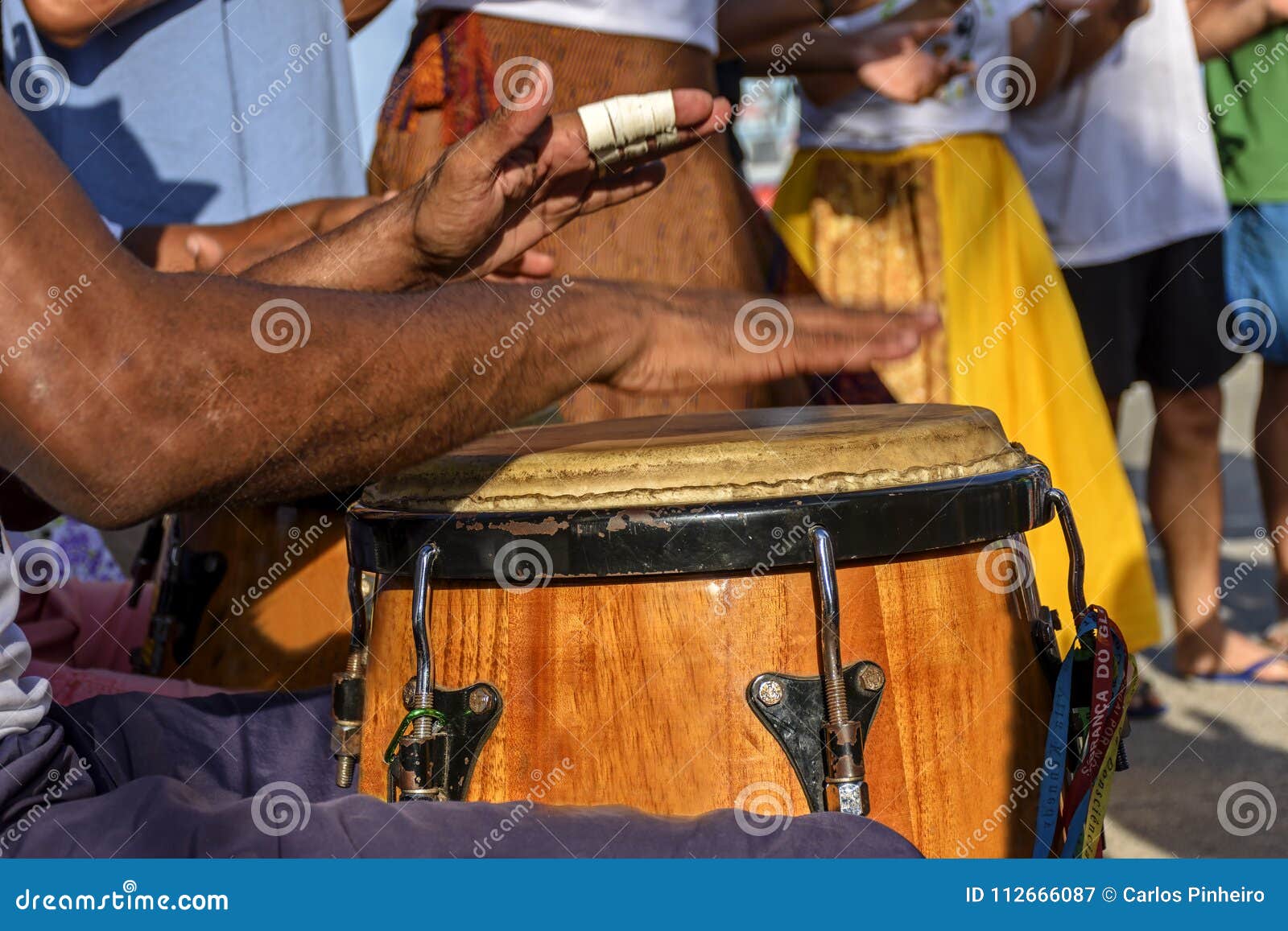 Percussionist Playing Atabaque during Folk Samba Performance Stock ...